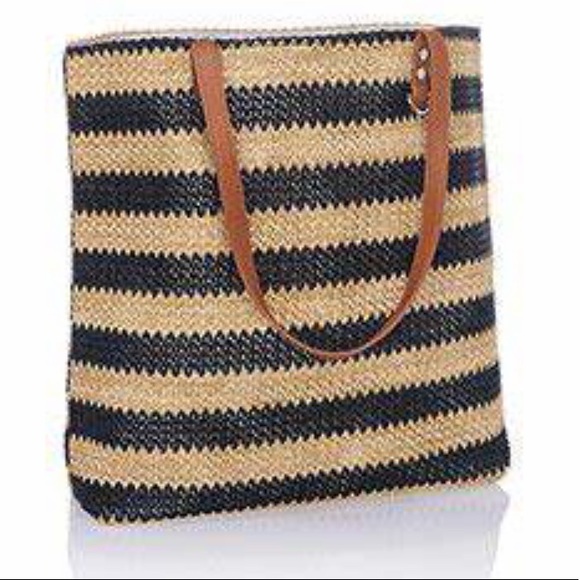 thirty-one | Bags | Thirtyone Around Town Tote Navy Striped Straw ...
